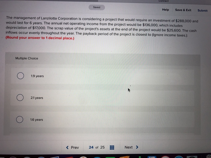 Solved Connect Saved Help Save & Exit Submit The management | Chegg.com