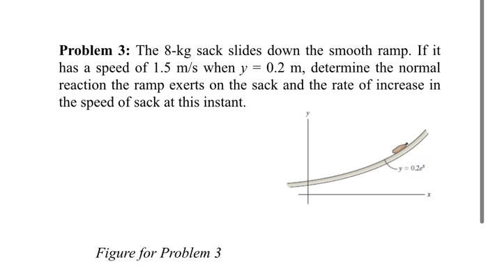 Solved Problem 3: The 8-kg sack slides down the smooth ramp. | Chegg.com