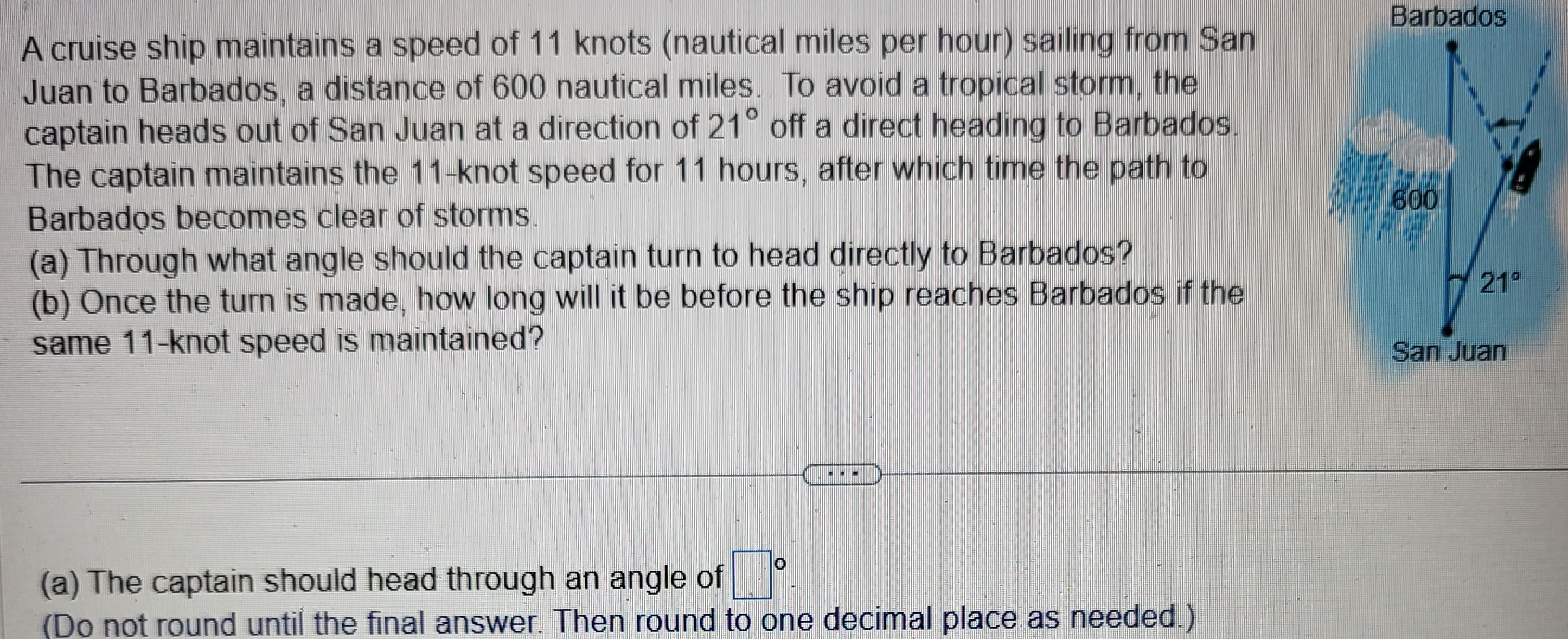 Solved A cruise ship maintains a speed of 11 knots (nautical | Chegg.com