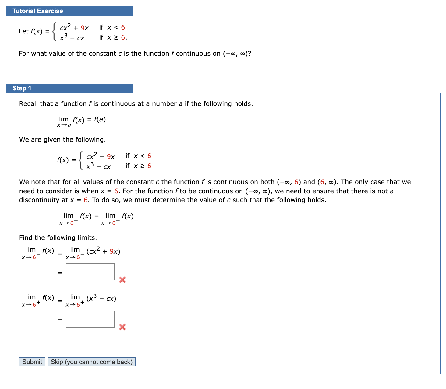 Solved Step 1Recall that a function f ﻿is continuous at a | Chegg.com