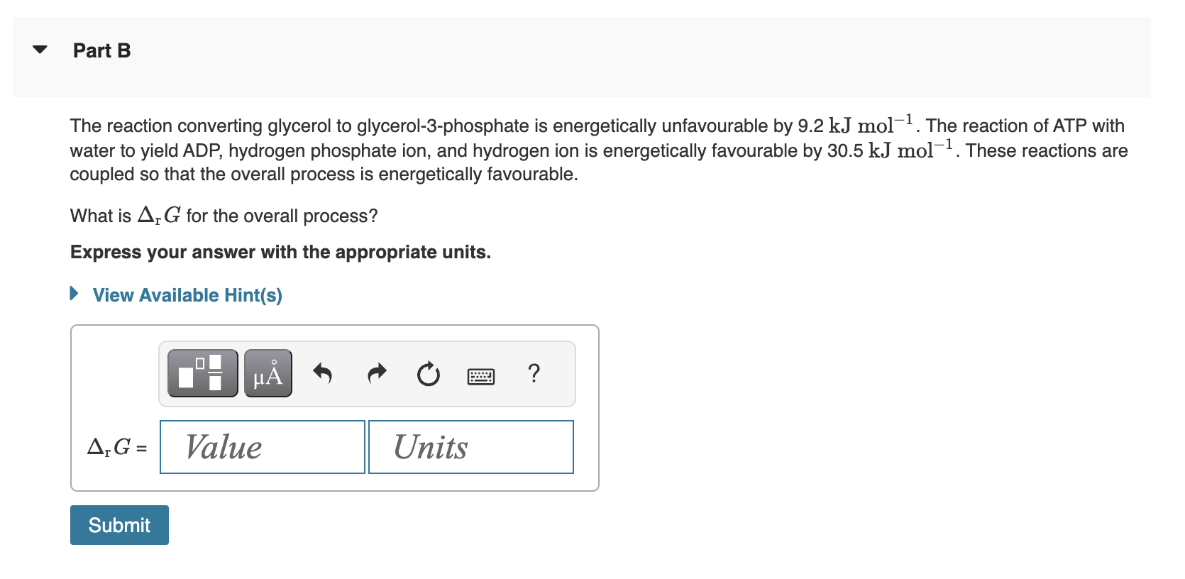 Solved Part BThe reaction converting glycerol to | Chegg.com