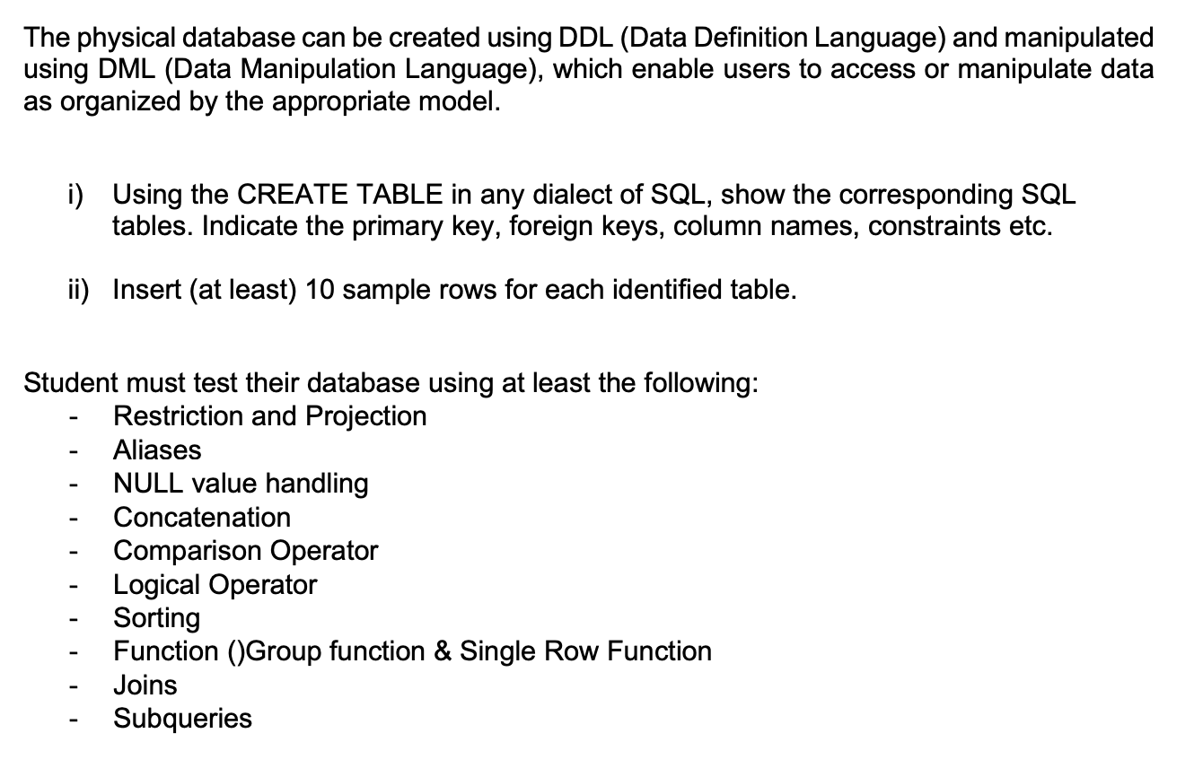 Solved The physical database can be created using DDL (Data | Chegg.com