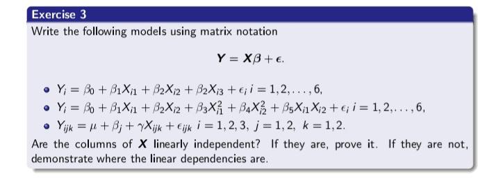 Solved Exercise 3 Write the following models using matrix | Chegg.com