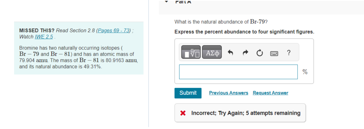 Solved What is the natural abundance of Br-79 and calculate | Chegg.com