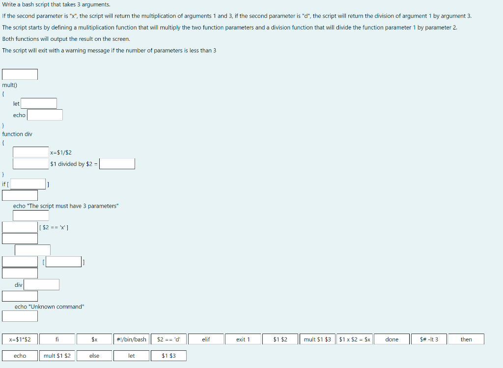 Solved Write a bash script that takes 3 arguments. If the | Chegg.com