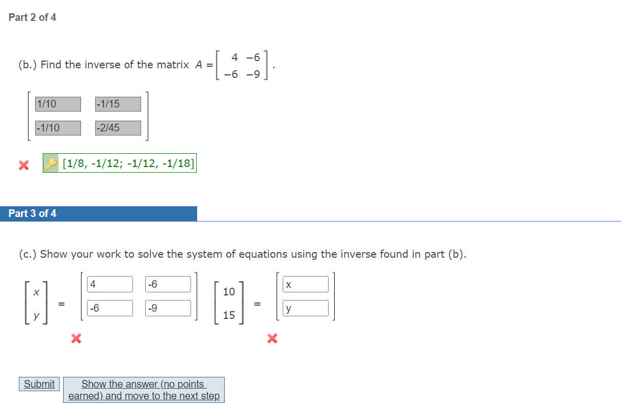 Solved Show your work to solve the system of equations using | Chegg.com