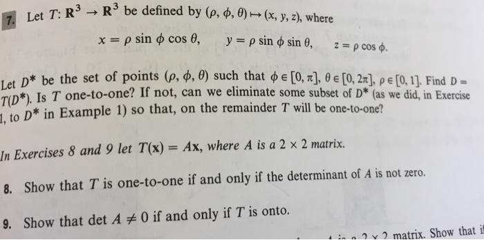Solved Let T: R^3 rightarrow R^3 be defined by (rho, phi, | Chegg.com