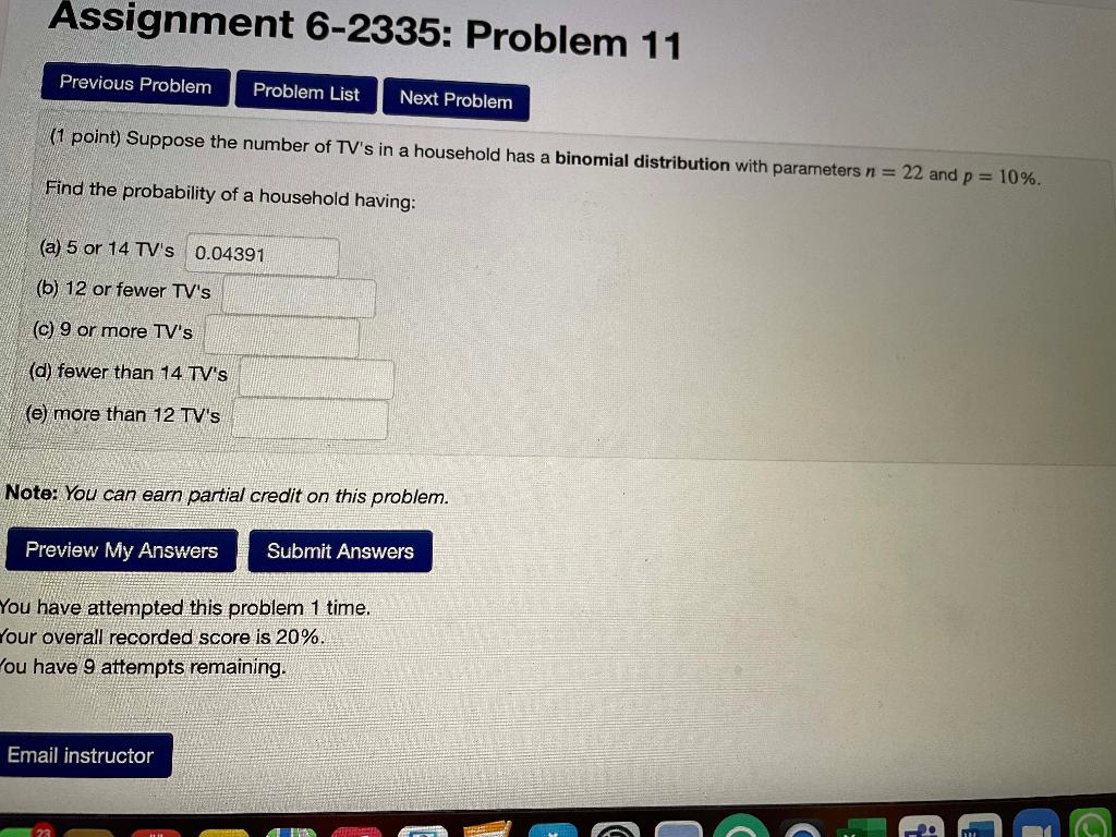 Solved Assignment 6-2335: Problem 11 Previous Problem | Chegg.com