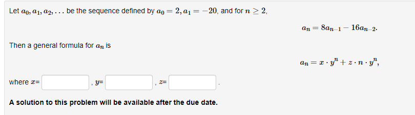Solved Let ac, 01, 02, ... be the sequence defined by ao = | Chegg.com