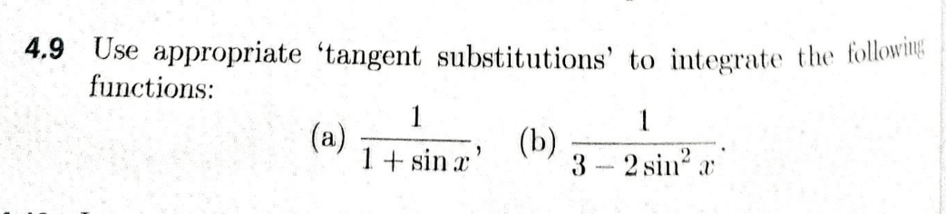 Solved 4.9 ﻿Use appropriate 'tangent substitutions' to | Chegg.com