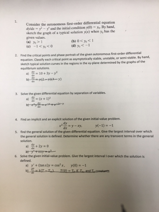 Solved Consider the autonomous first-order differential | Chegg.com
