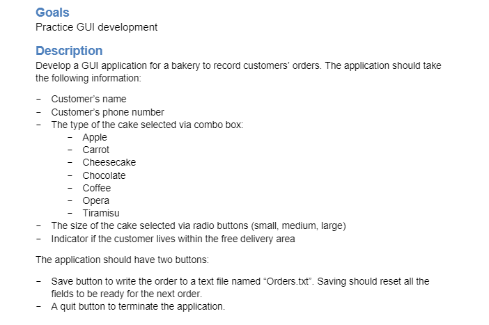 Solved Practice GUI development Description Develop a GUI | Chegg.com