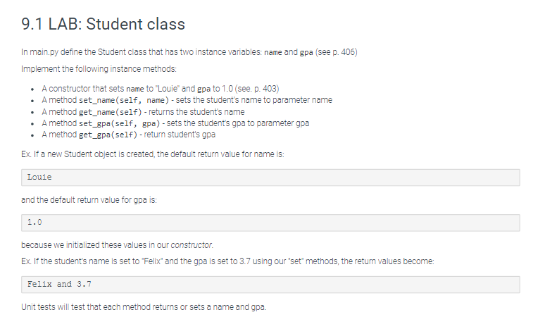Solved 9.1 LAB: Student class In main.py define the Student | Chegg.com