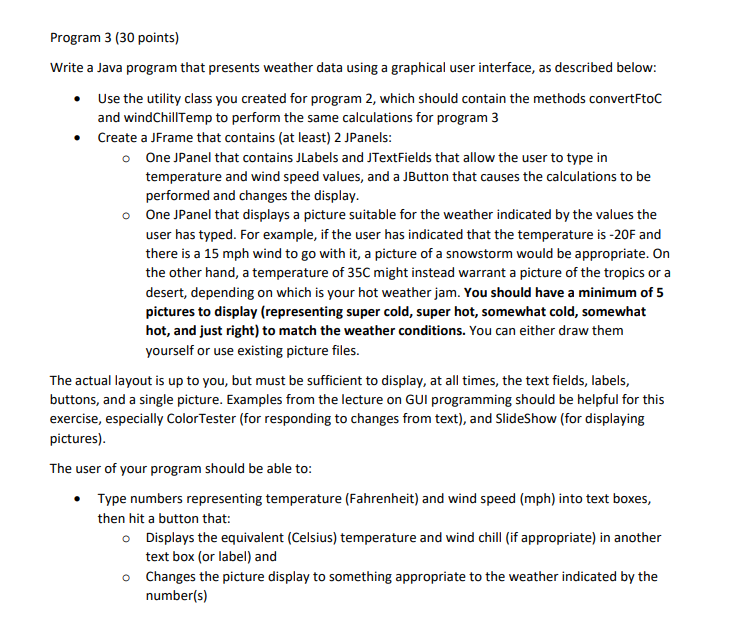 Solved Program 3 (30 points) Write a Java program that | Chegg.com