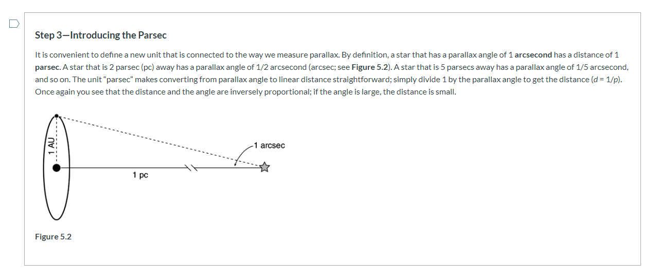 Solved Step 3-Introducing the Parsec It is convenient to | Chegg.com