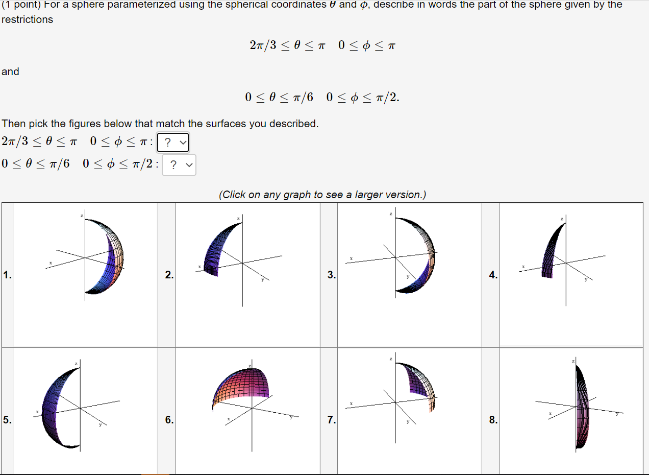 Solved (1 point) For a sphere parameterized using the | Chegg.com