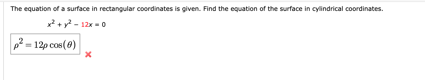 Solved The equation of a surface in rectangular coordinates | Chegg.com