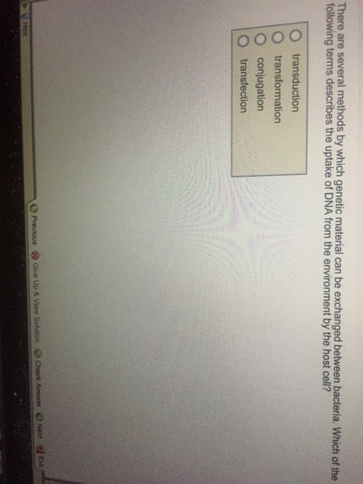 Solved There are several methods by which genetic material | Chegg.com