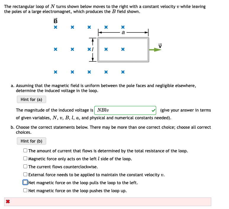 Solved The rectangular loop of N turns shown below moves to | Chegg.com