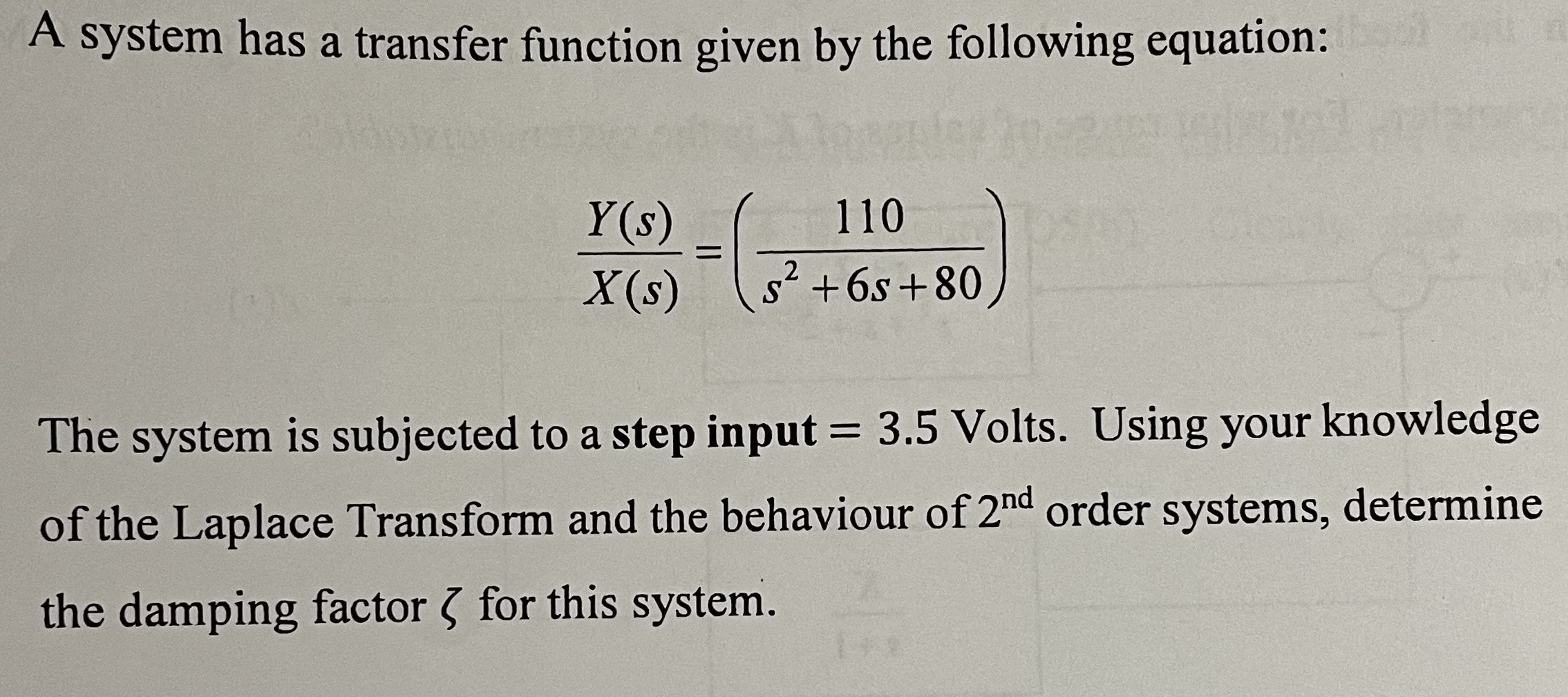 Solved A System Has A Transfer Function Given By The 