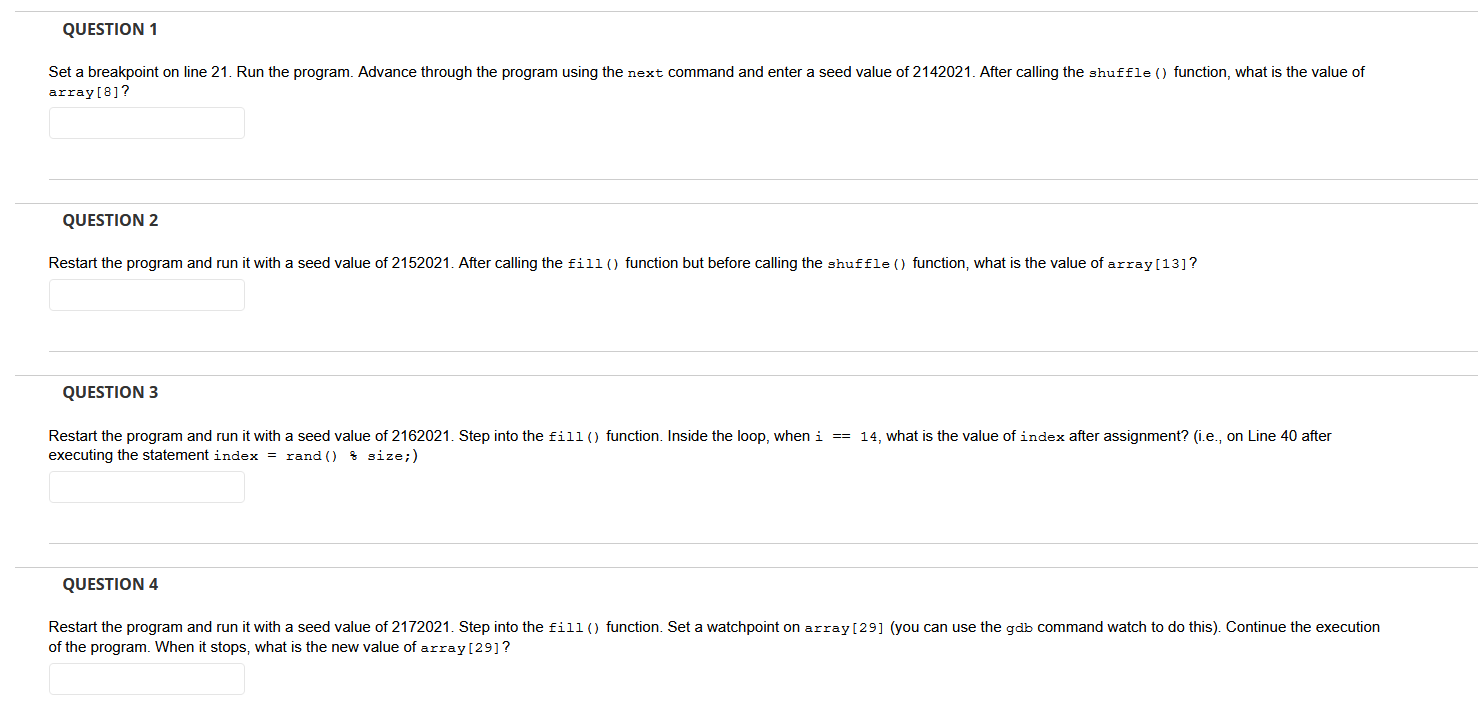 QUESTION 1 Set a breakpoint on line 21. Run the | Chegg.com