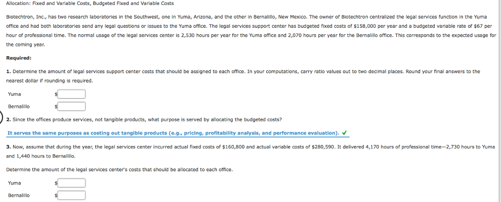 Solved Allocation: Fixed and Variable Costs, Budgeted Fixed | Chegg.com