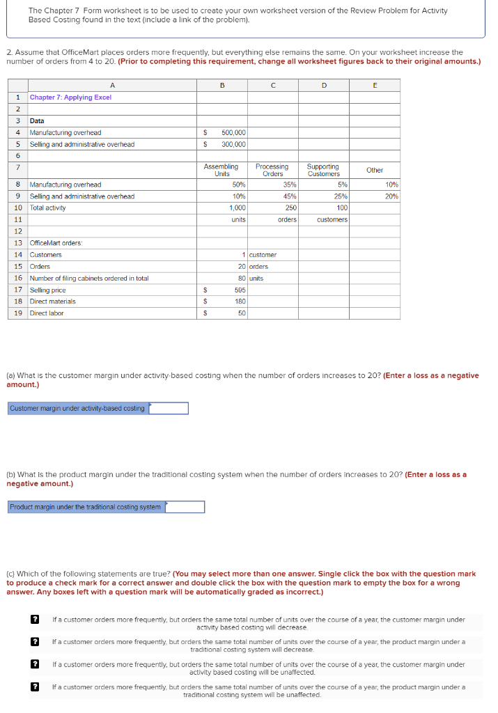 Solved The Chapter 7 Form worksheet is to be used to create | Chegg.com