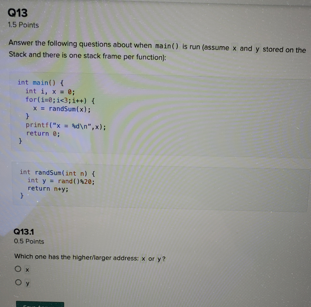 Q13 1.5 Points Answer the following questions about | Chegg.com