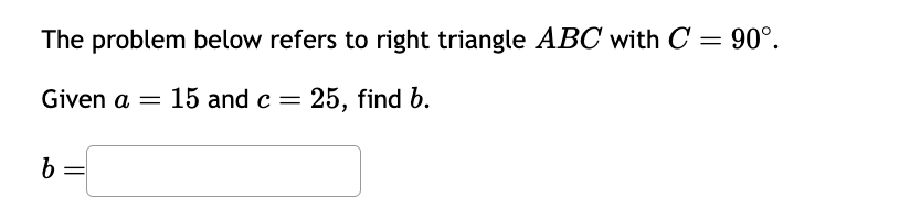 Solved The problem below refers to right triangle ABC with | Chegg.com