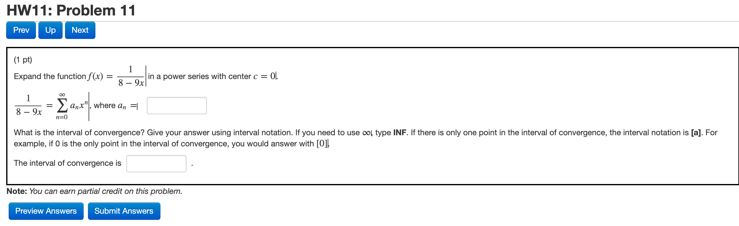 Solved HW11: Problem 11 Prev Up Next (1 pt) Expand the | Chegg.com