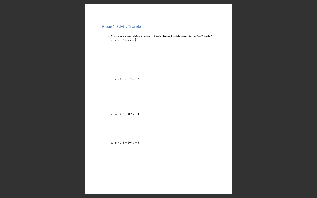 Solved 11 Find the remaining side|s| and anele(s) of each | Chegg.com