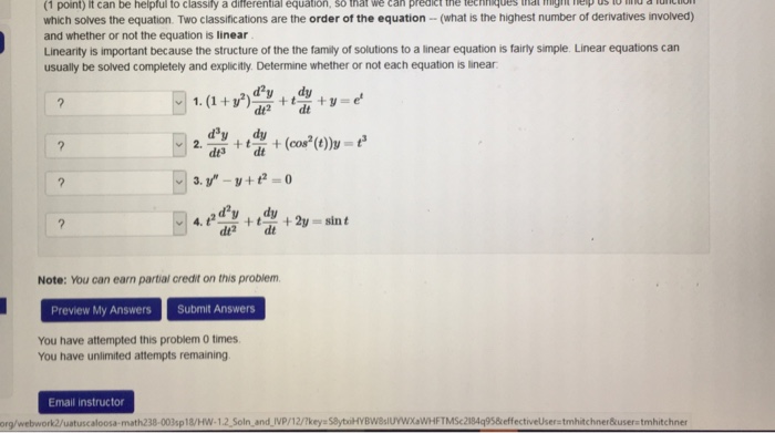 Solved (1 point) it can be helpful to classity a | Chegg.com