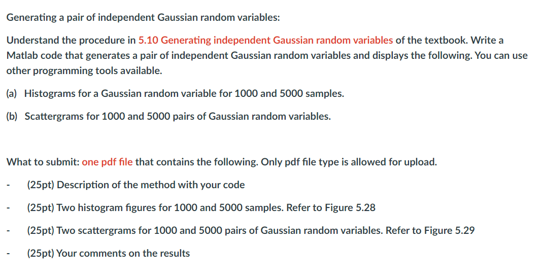 Solved Generating a pair of independent Gaussian random | Chegg.com