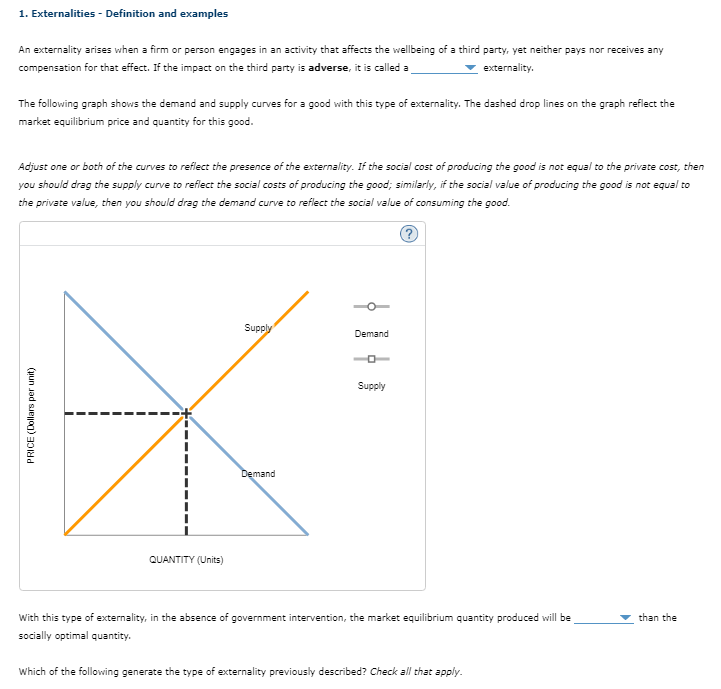 Solved 1. Externalities - Definition and examples An | Chegg.com