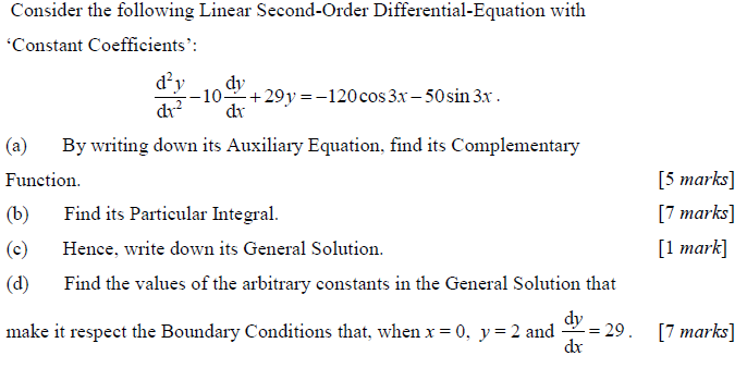 Solved dr? Consider the following Linear Second-Order | Chegg.com