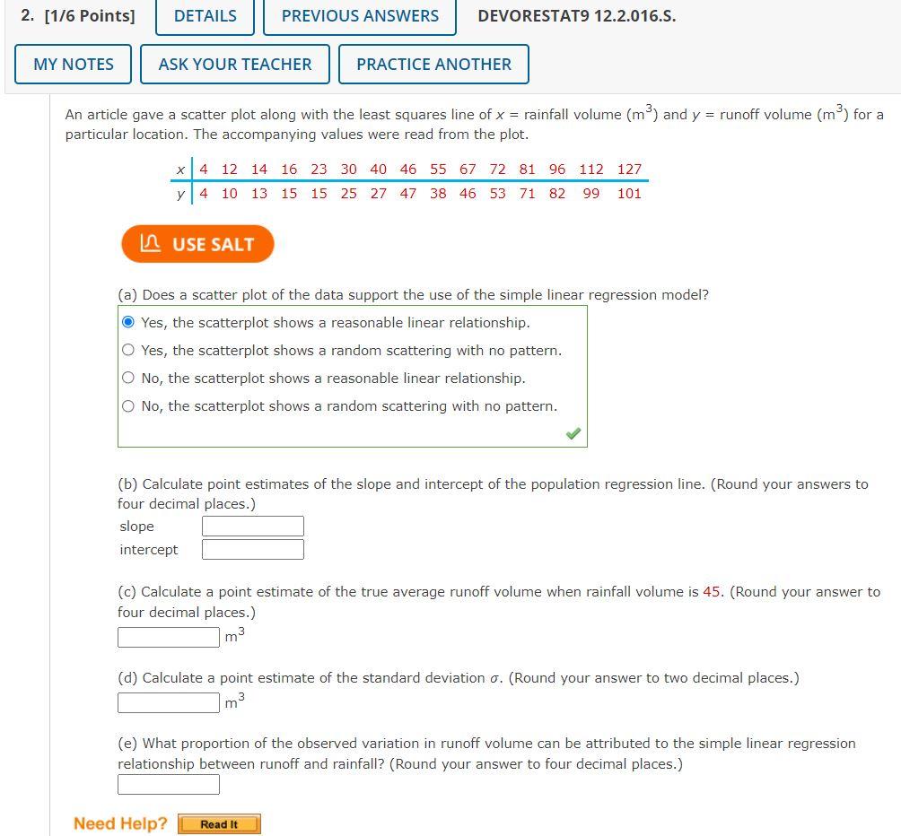 Solved 2. [1/6 Points] DETAILS PREVIOUS ANSWERS DEVORESTAT9 | Chegg.com