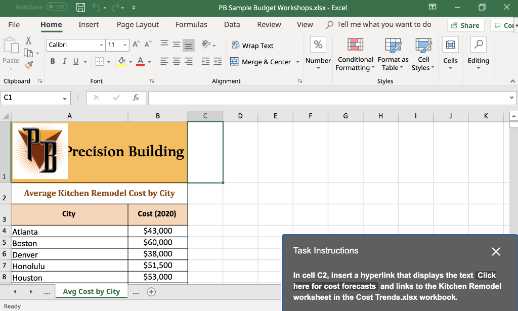 Solved AutoSave Off PB Sample Budget Workshops.xlsx - Excel | Chegg.com
