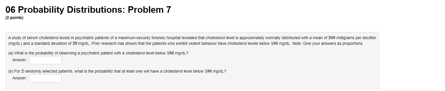 Solved 06 Probability Distributions: Problem 7 (2 points) | Chegg.com
