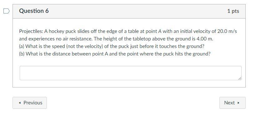 Solved Projectiles: A hockey puck slides off the edge of a | Chegg.com