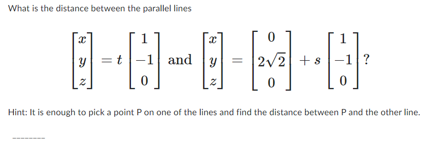 Solved What is the distance between the parallel lines | Chegg.com