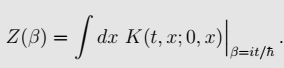 Solved Z(β)=∫dxK(t,x;0,x)∣∣β=it/ℏK(t,x;t0,x0)=2πiℏsin[ω(t−t0 | Chegg.com