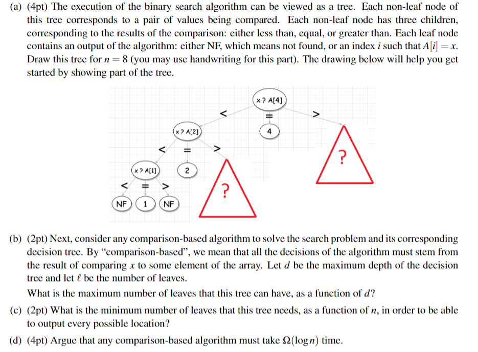 Solved 3. (12 pts.) Search problem: The search problem is to | Chegg.com
