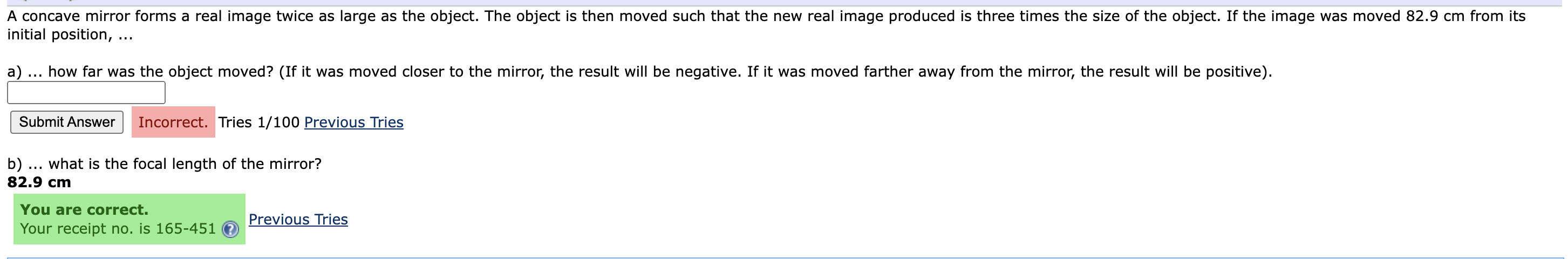 Solved by an EXPERT A concave mirror forms a real image twice as large as | Chegg.com