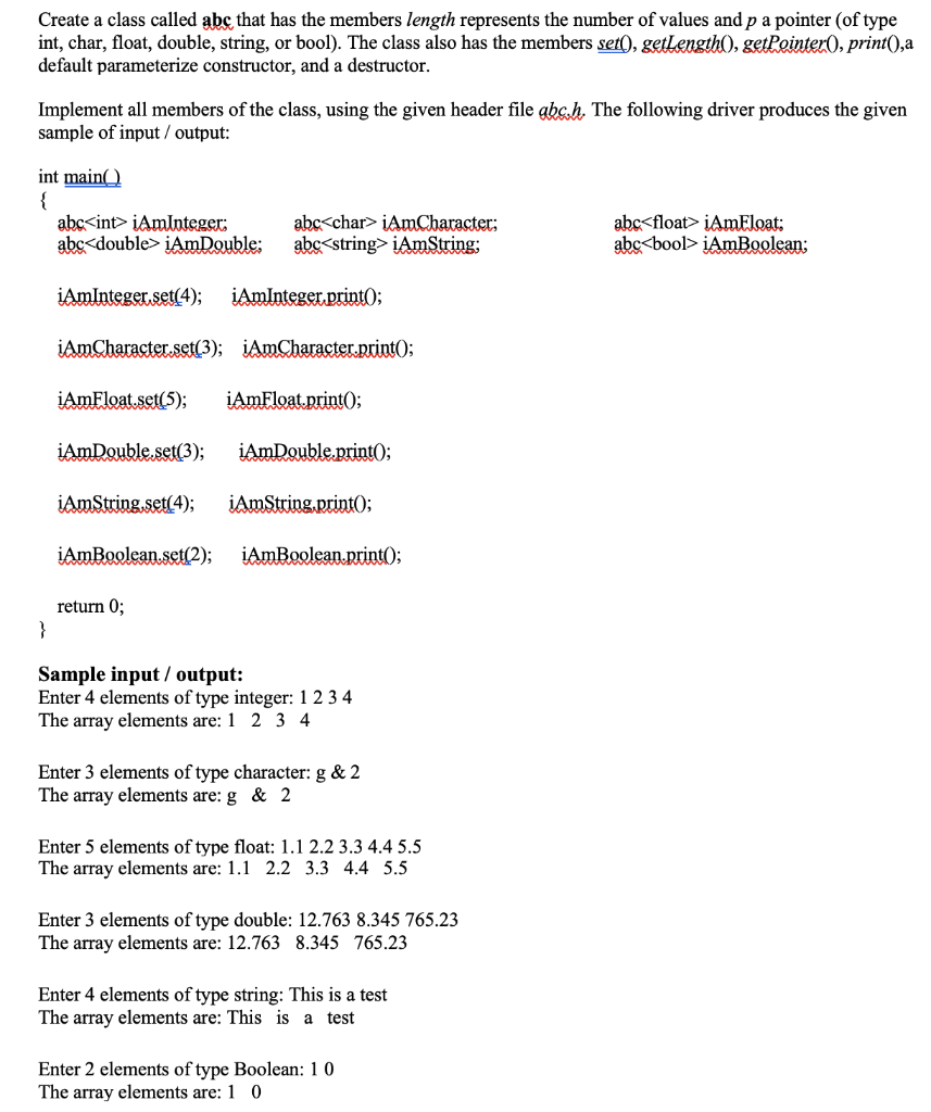 Solved C++ i need 2 files (abc.h and abc.cpp) | Chegg.com