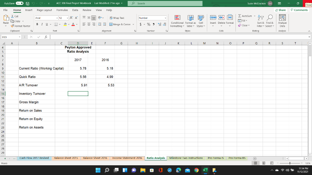 Solved AutoSave On ACC 308 Final Project Workbook Last | Chegg.com