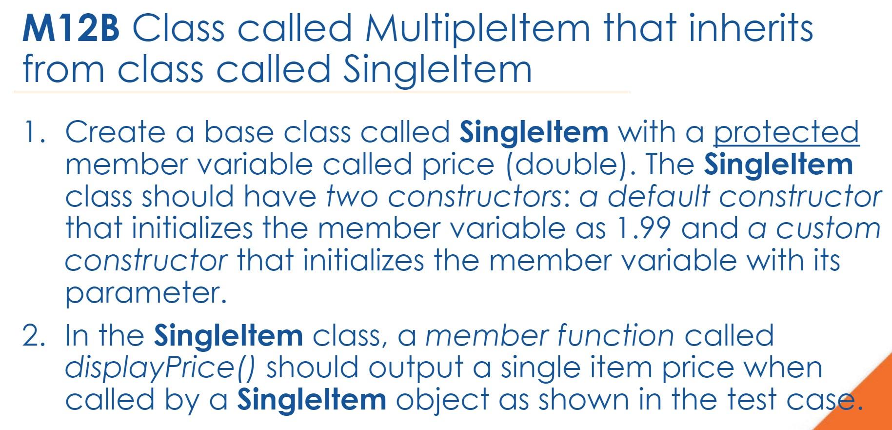 Solved M12B Class called Multipleltem that inherits from | Chegg.com