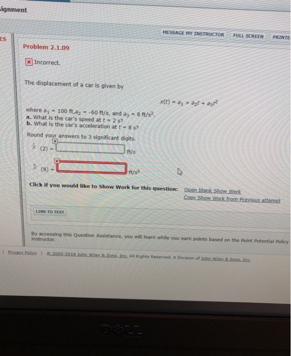 Solved ignment MESSAGE MY INSTRUCTOR FULL SCREEN PRINTE ES | Chegg.com
