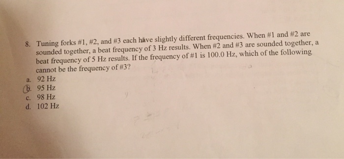 Solved Tuning forks #1, #2, and #3 each have slightly | Chegg.com