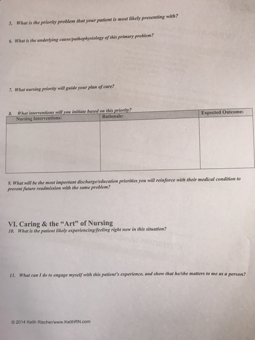 Solved II. Nurse Collected Clinical Data: Current VS: T: | Chegg.com
