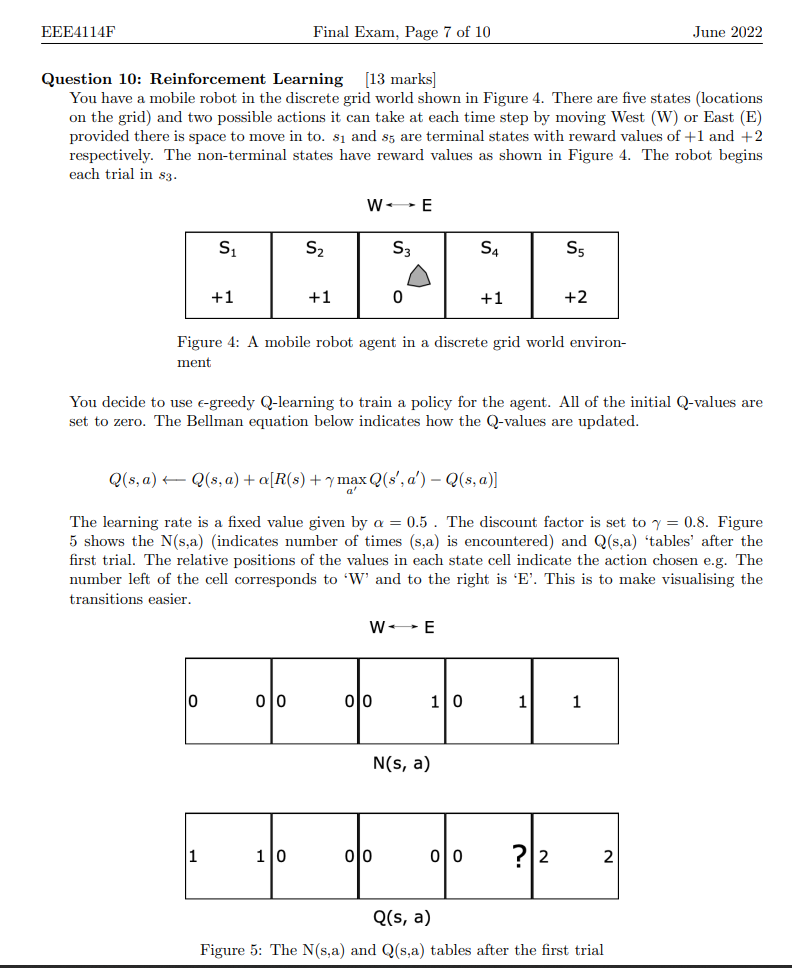 Solved Question 10: Reinforcement Learning [13 marks] You | Chegg.com